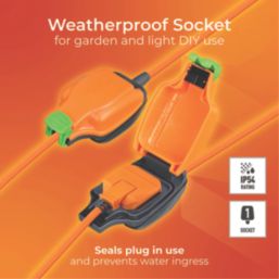 Masterplug 13A 1-Gang Unswitched Weatherproof Extension Lead Orange 15m ...