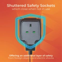 Masterplug 13A 1-Gang Unswitched Weatherproof Extension Lead Orange 15m ...