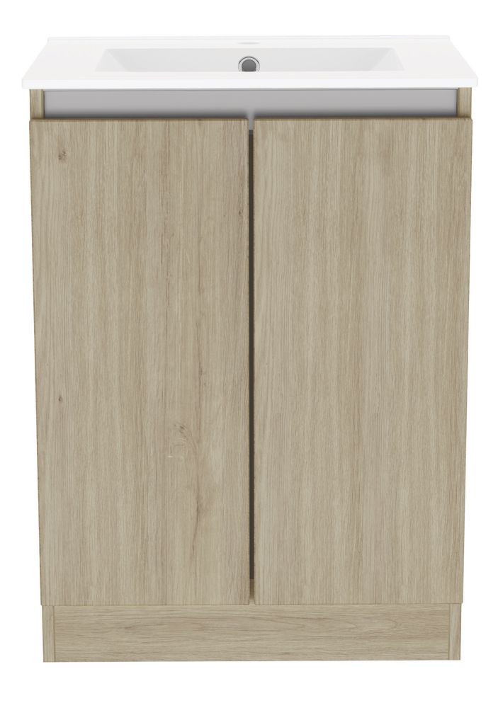 Newland Double Door Floor Standing Vanity Unit with Basin Effect ...