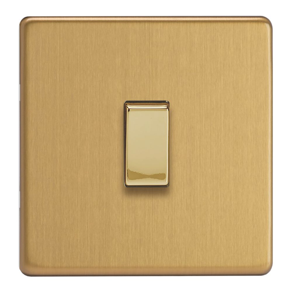Varilight 10A 1-Gang Intermediate Switch Brushed Brass with Colour ...