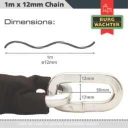 Burg-Wachter Hardened Steel Heavy Duty Chain 1m x 12mm - Screwfix