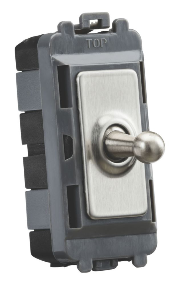 Knightsbridge 20AX Grid SP Control Switch Brushed Chrome - Screwfix