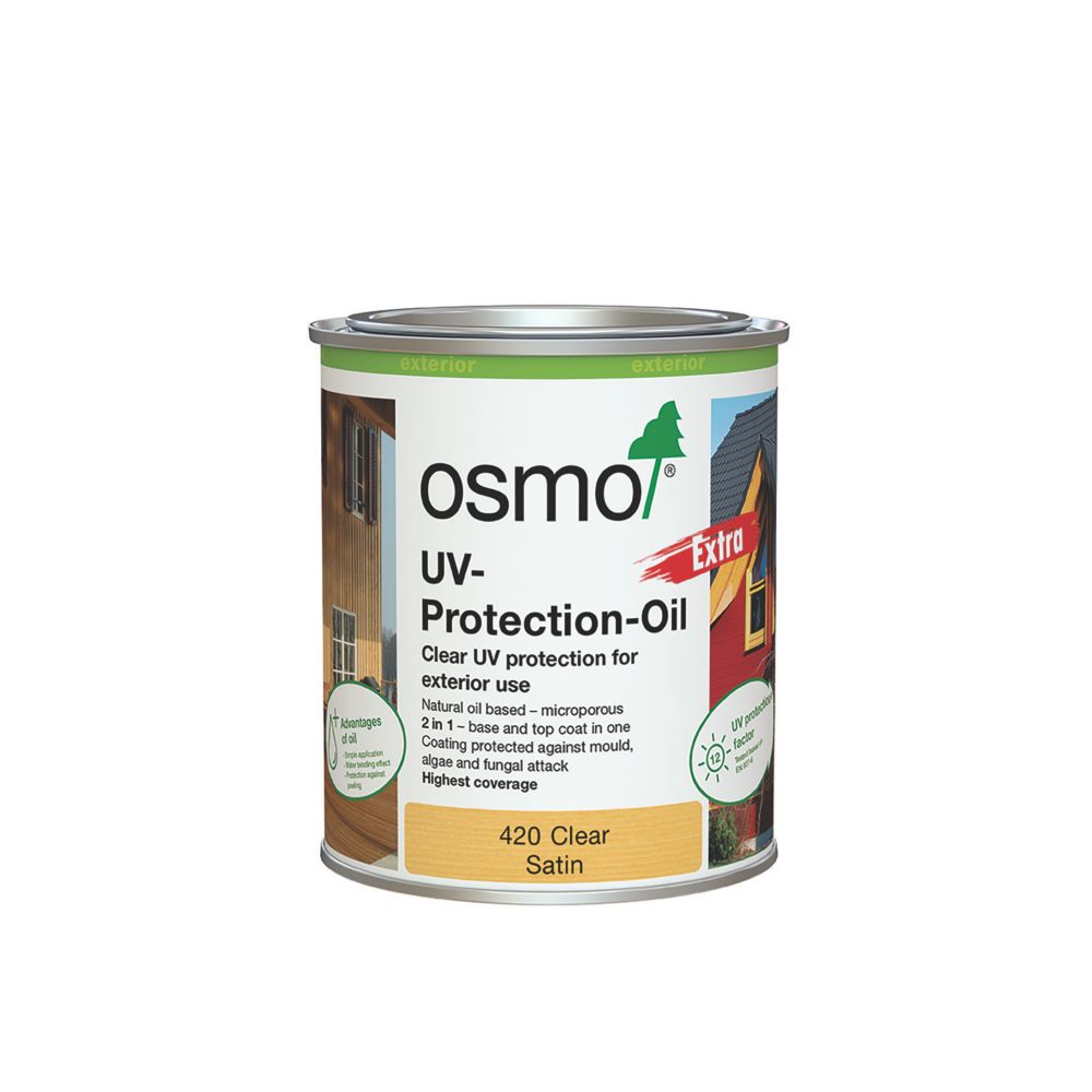 Osmo 0.75Ltr Clear Satin Solvent-Based Exterior Wood Finishing Oil ...