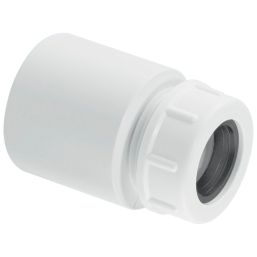 McAlpine Tank Connector 1 1/2" Plain Tail White 32mm - Screwfix