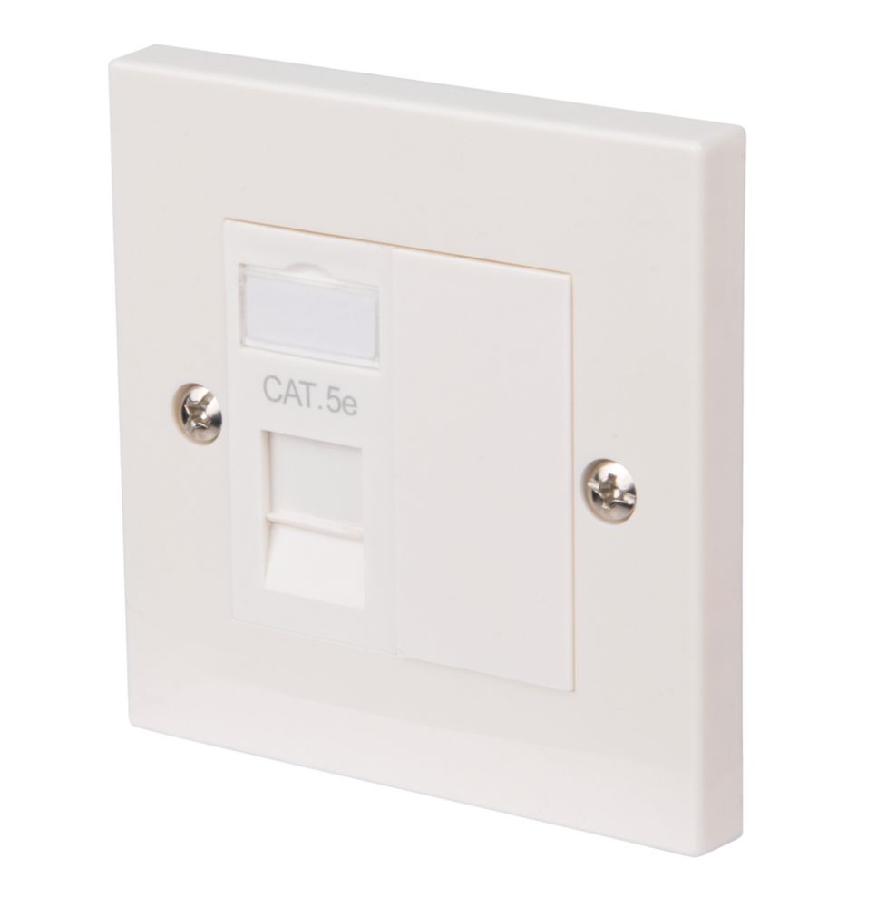 Labgear 1-Gang RJ45 Ethernet Socket White with Colour-Matched Inserts ...