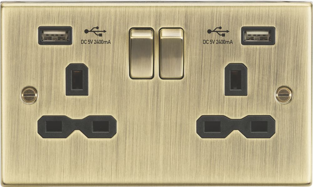 Knightsbridge 13A 2-Gang SP Switched Socket + 2.4A 12W 2-Outlet Type A ... Knightsbridge 13A 2-Gang SP Switched Socket + 2.4A 12W 2-Outlet Type A ...