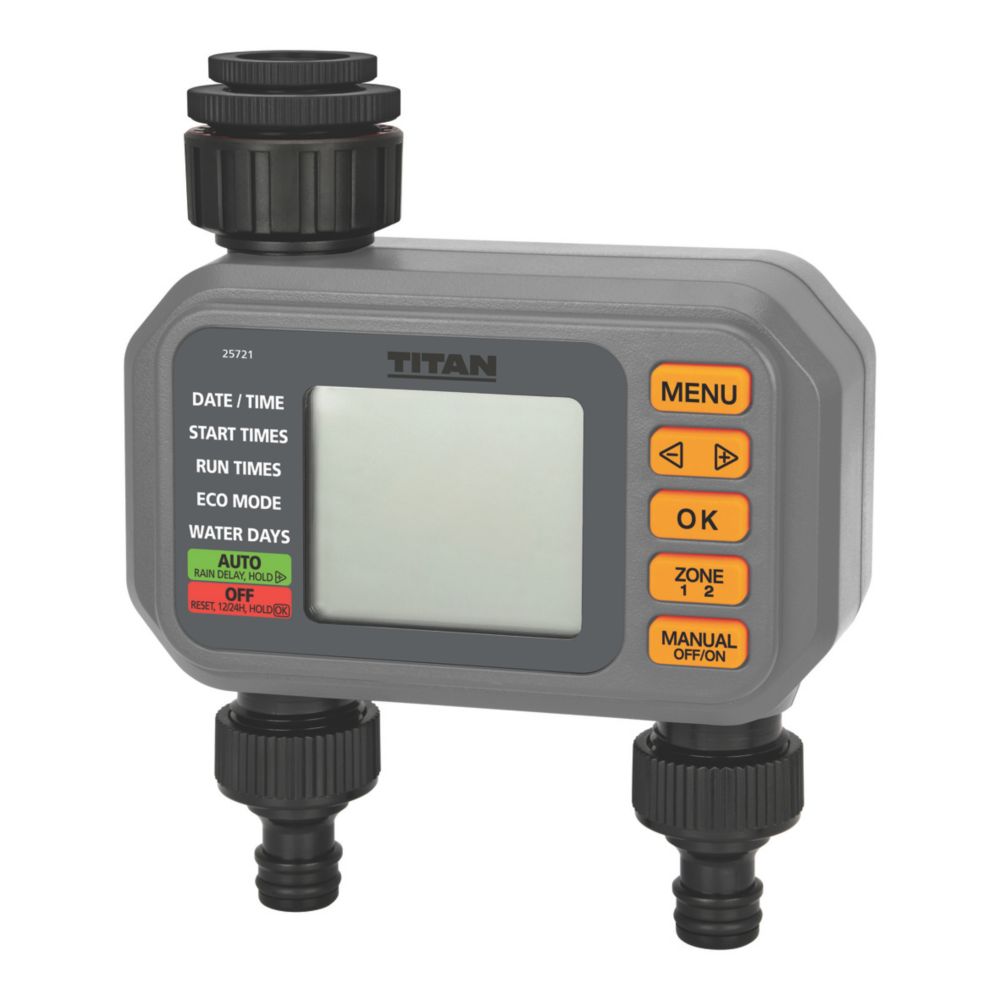 Titan Dual Outlet Watering Timer - Screwfix