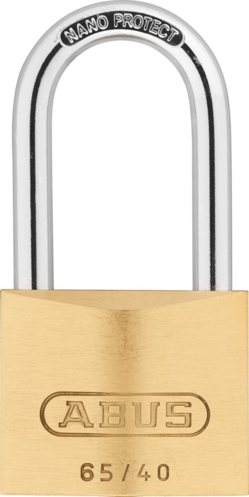 Abus Premium 65 Brass Long Shackle Padlock 40mm | Padlocks | Screwfix.com
