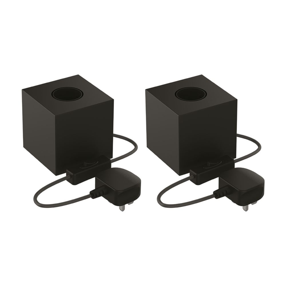 Calex Block Table Lamps Black 2 Pack - Screwfix