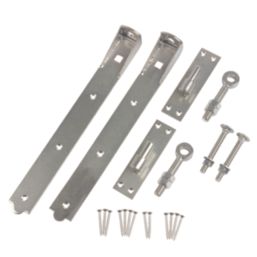 GateMate Polished Silver Straight Adjustable Band & Hooks on Plate ...