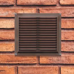 Map Vent Fixed Louvre with Flyscreen Vent Brown 229mm x 229mm - Screwfix