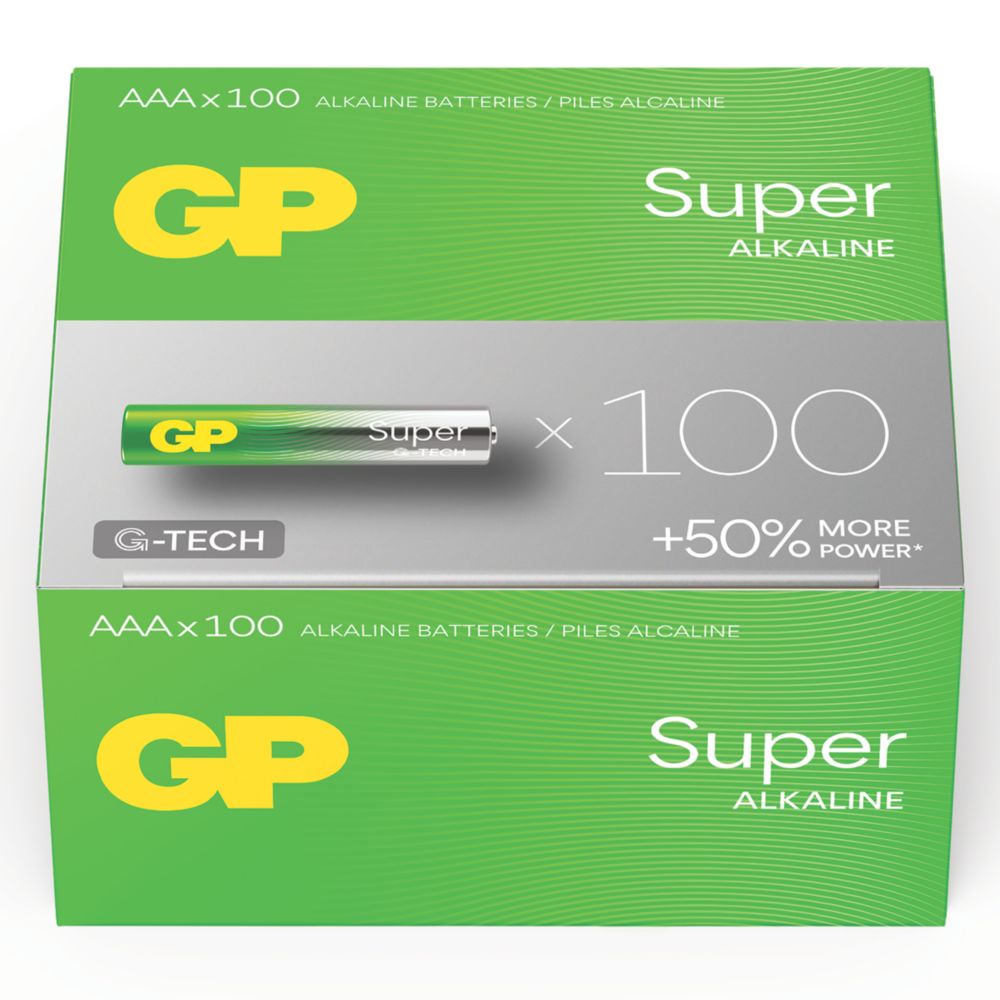 GP Batteries Super AAA 1.5V Alkaline Batteries 100 Pack - Screwfix