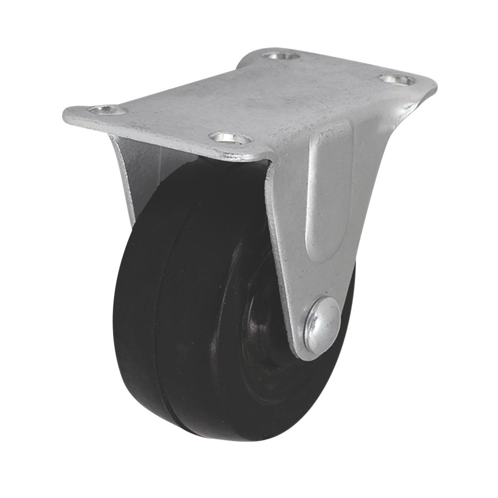 Essentials Heavy Duty Fixed Castor 50mm Black - Screwfix