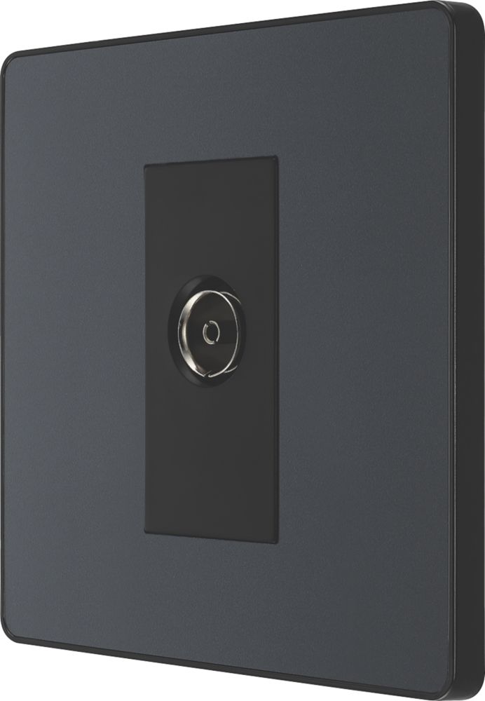 British General Evolve 1-Gang Coaxial TV / FM Socket Grey with Black ...