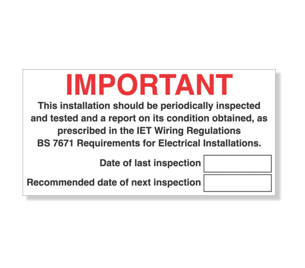 Essentials 'Important' Electrical Inspection Labels 150mm x 75mm - Screwfix
