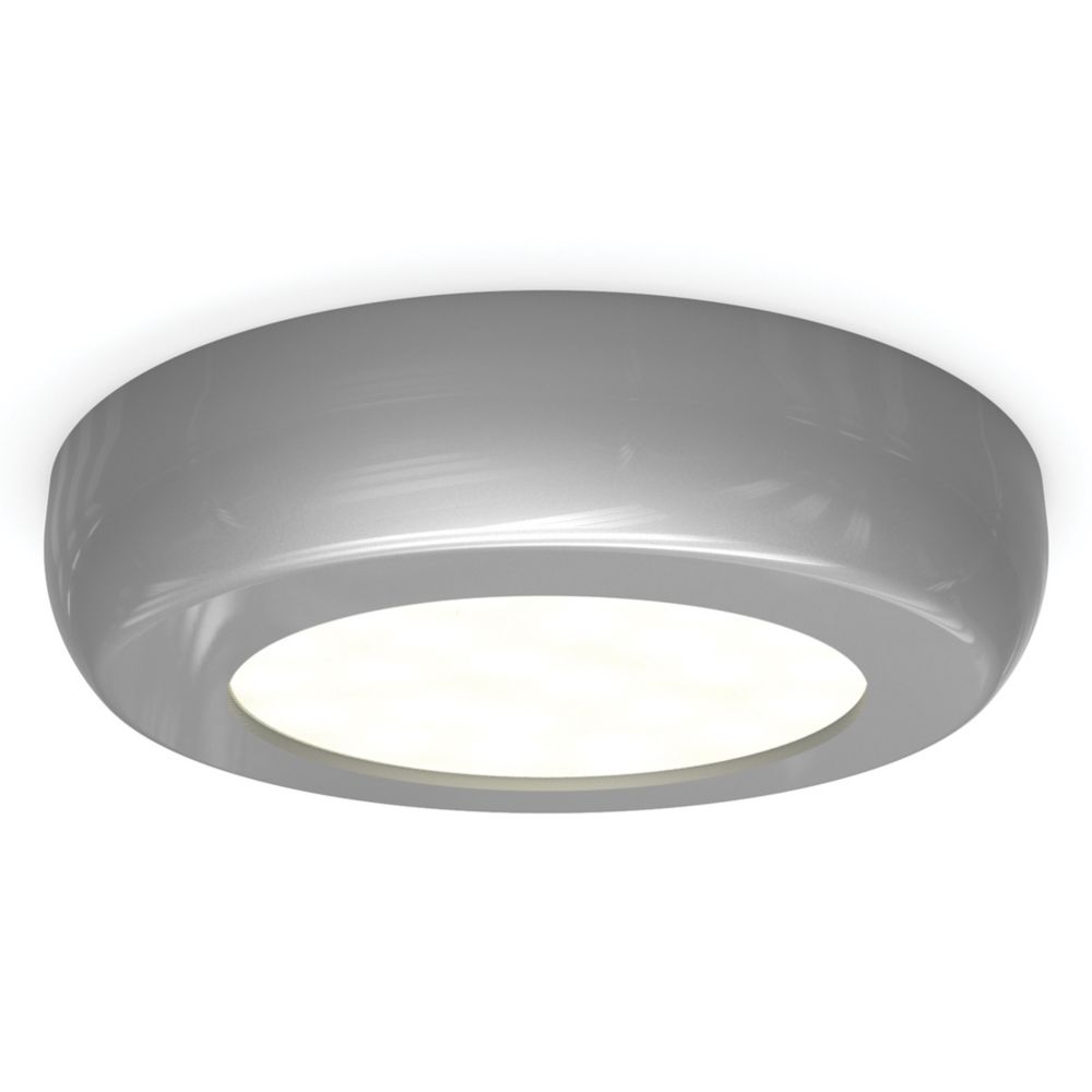4lite Round LED Cabinet Light Silver 2W 180lm 3 Pack - Screwfix