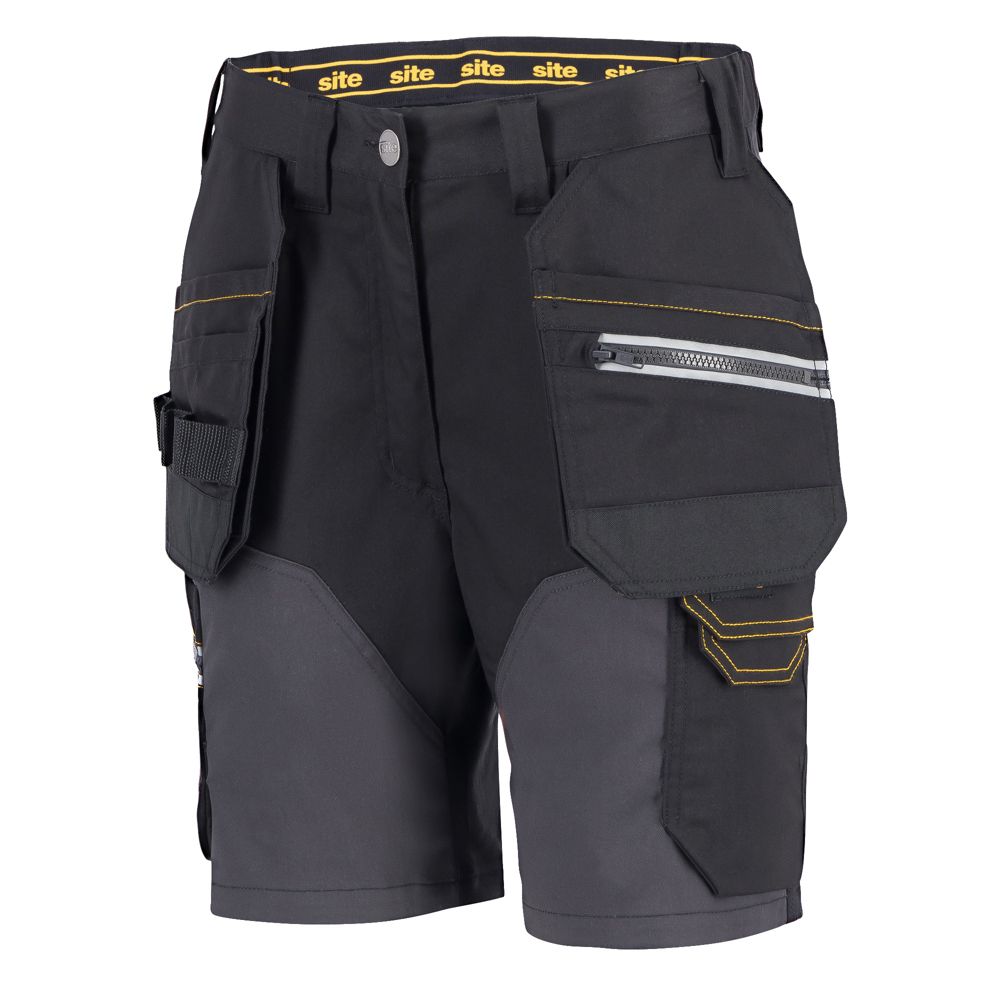 Site Kilani Womens Shorts Black/Grey Size 14 - Screwfix