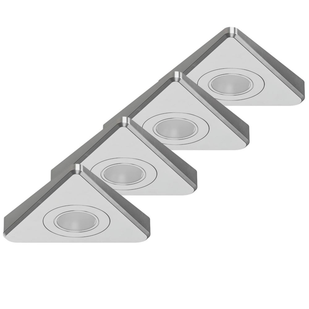 Sensio Treos Triangular LED Under Cabinet Lights Steel 8W 180lm 4 Pack ...