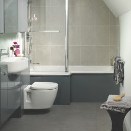 Ideal Standard Concept Space Shower Bath Left-Hand Acrylic No Tap Holes ...