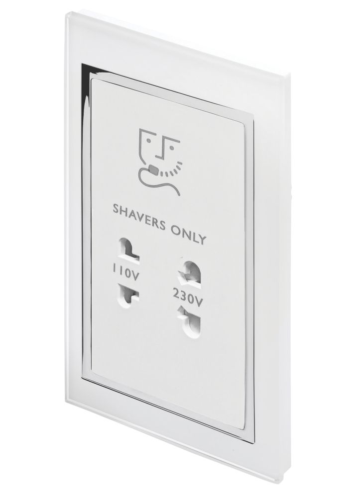 Retrotouch Crystal 2-Gang Dual Voltage Shaver Socket 110 / 220V White ...