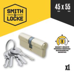 Smith & Locke 6-Pin Cylinder Lock 45-55 (100mm) Brass - Screwfix