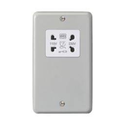 MK Contoura 2-Gang Dual Voltage Shaver Socket 115/230V Grey with White ...