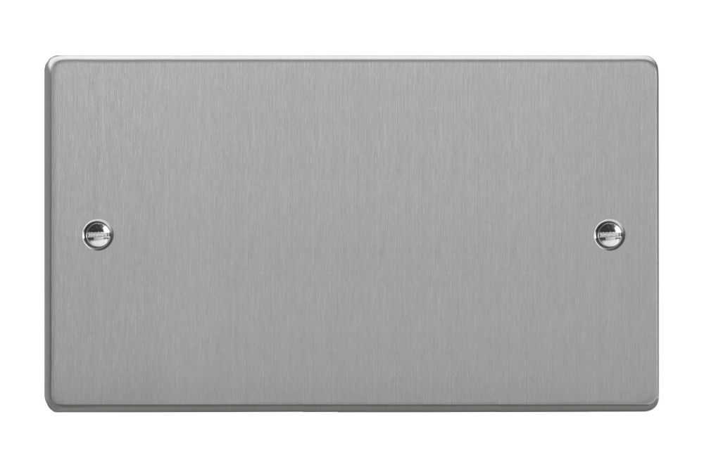 Varilight 2-Gang Blanking Plate Brushed Steel - Screwfix