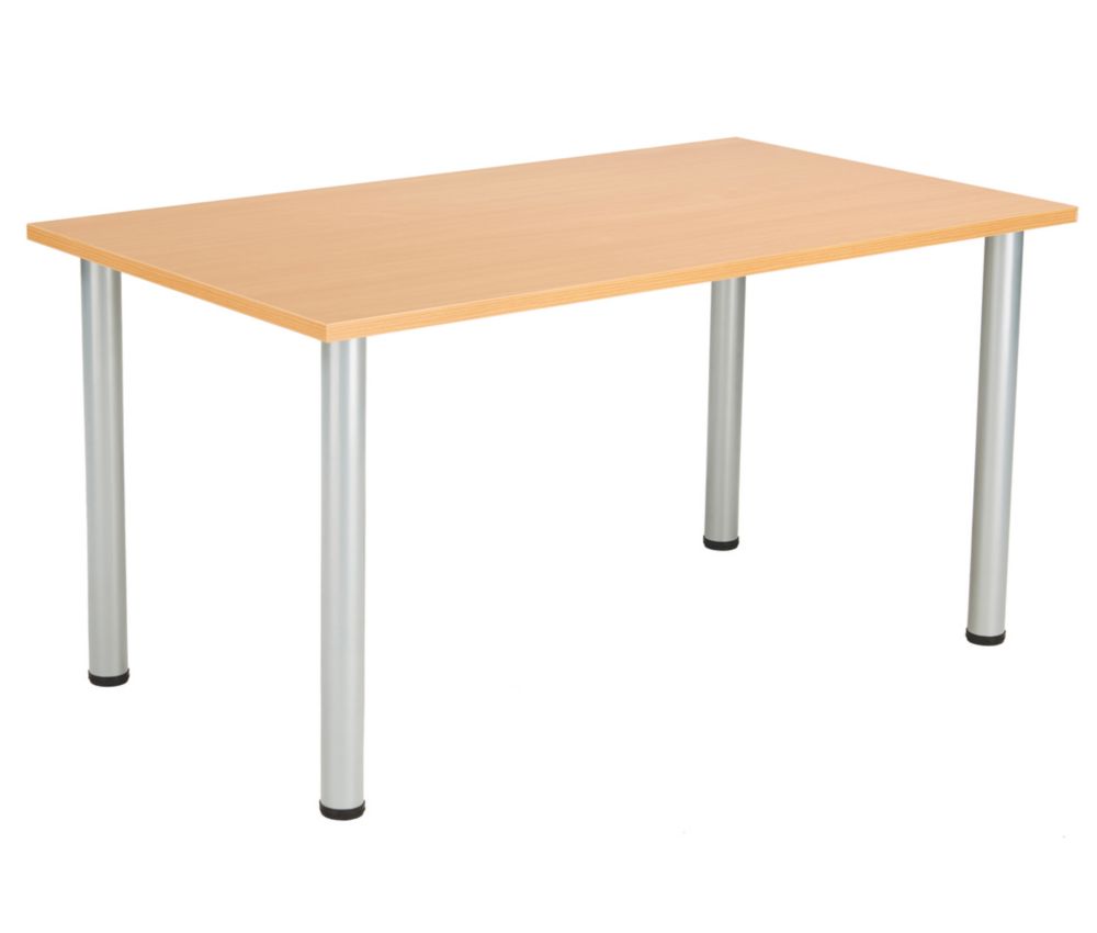 TC Group One Fraction Plus Rectangular Meeting Table Beech/Silver ...