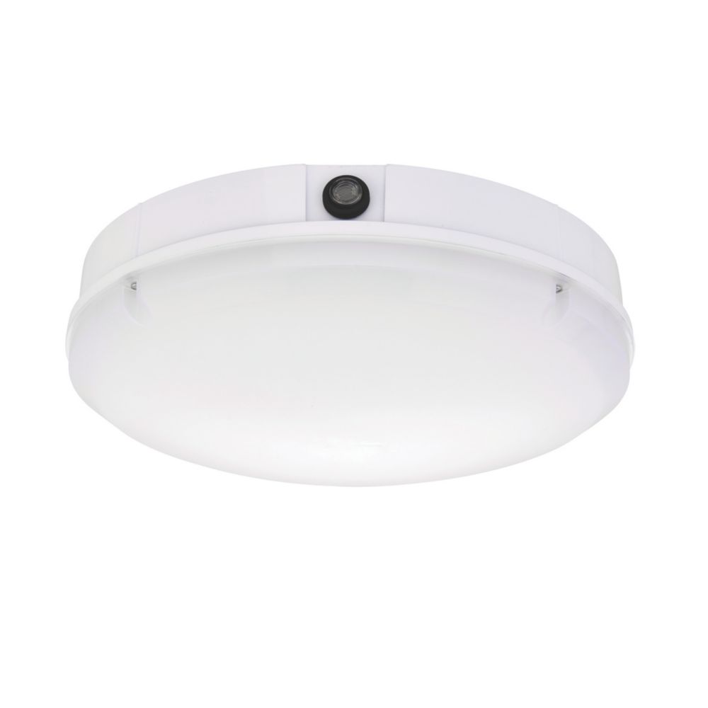 Saxby Forca Outdoor Round Photocell LED Bulkhead Gloss White 8/12/15W ...