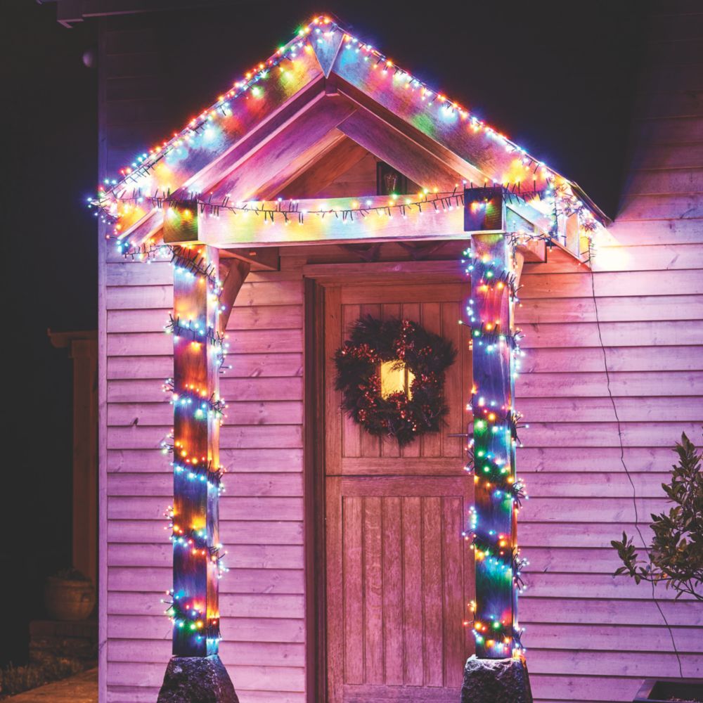300 LED Indoor & Outdoor Multi Colour Cluster Christmas Lights - Screwfix