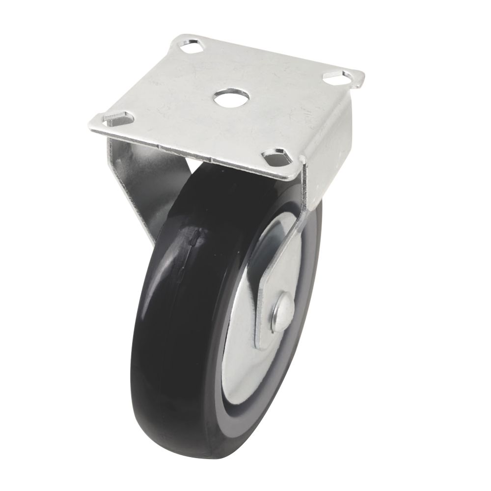 Essentials Heavy Duty TPR Fixed Castor 100mm Grey - Screwfix