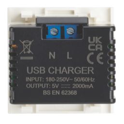 Contactum Media Modular 2.1A 10.5W 2-Outlet Type A USB Socket White ...