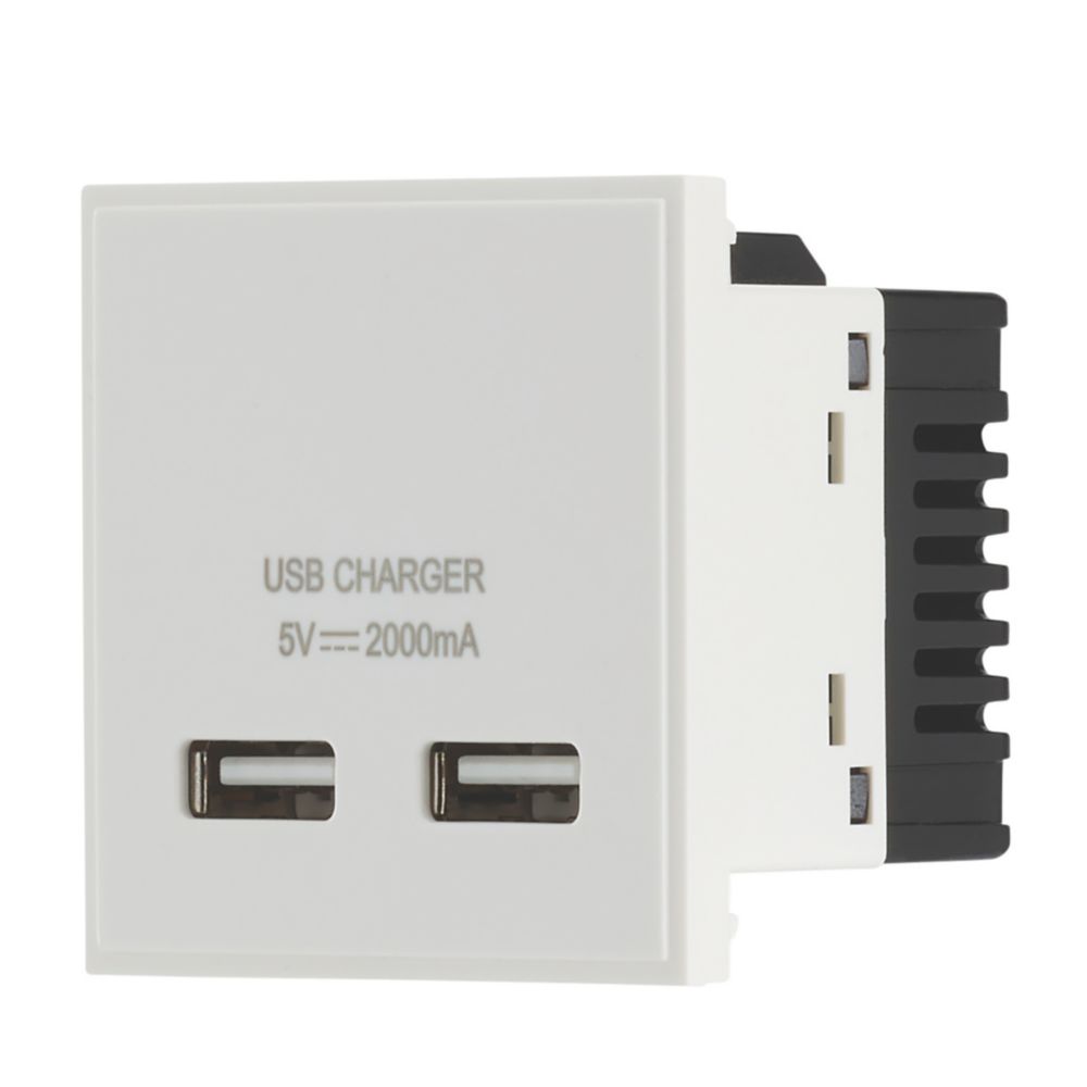 Contactum Media Modular 2.1A 10.5W 2-Outlet Type A USB Socket White ...