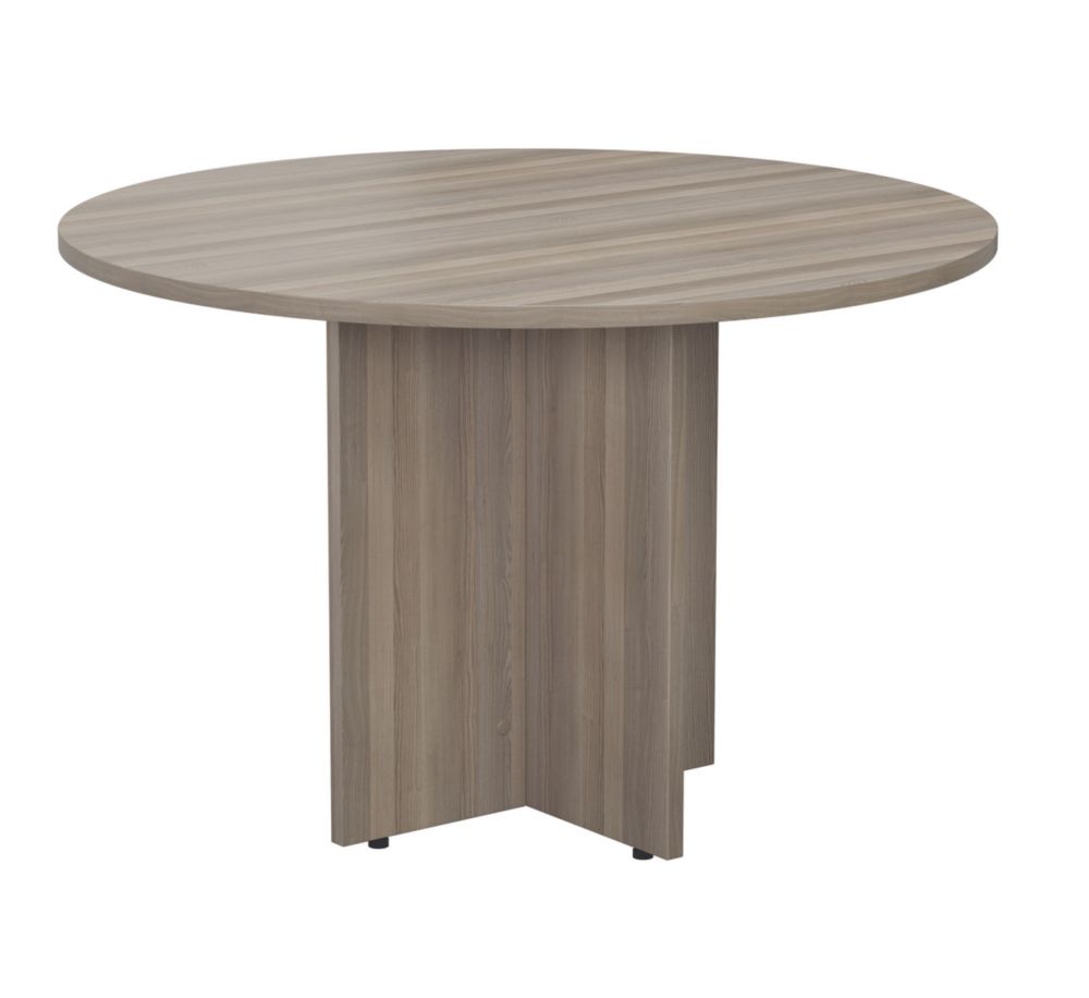 TC Group Round Meeting Table Grey Oak/Grey Oak 1100mm x 1100mm - Screwfix