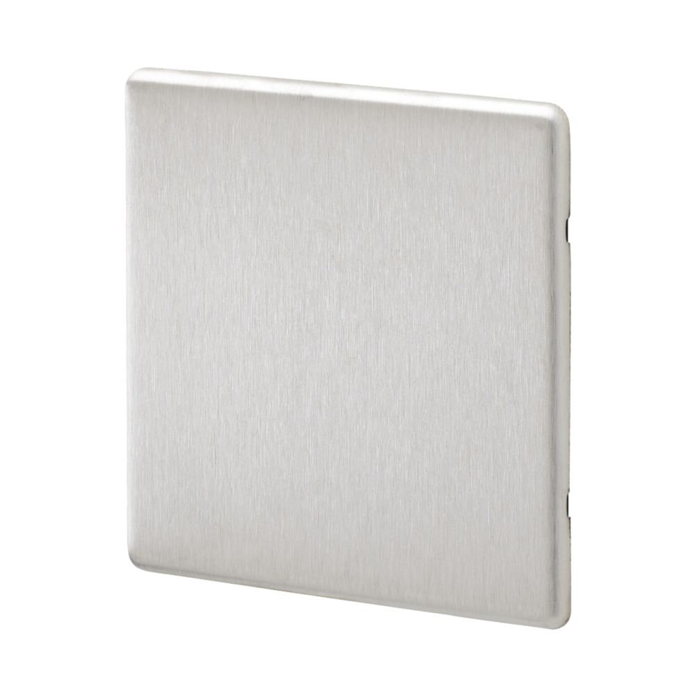 MK Aspect 1-Gang Blanking Plate Brushed Stainless Steel - Screwfix