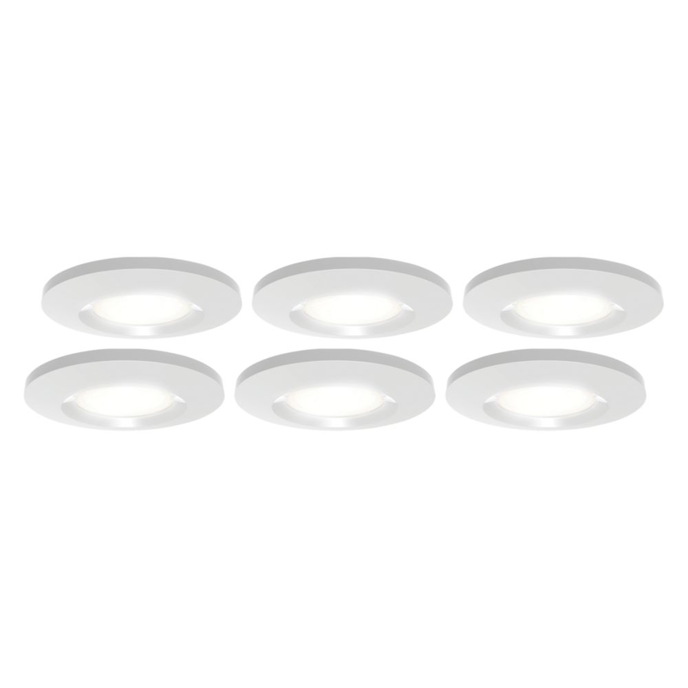 4lite Fixed Fire Rated LED Downlights White 7W 700lm 6 Pack - Screwfix