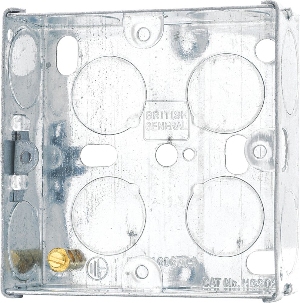 British General 1-Gang Galvanised Steel Back Box 25mm - Screwfix