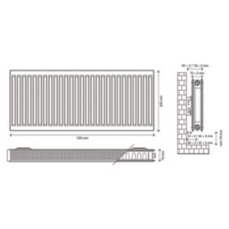 Flomasta 600mm x 1100mm 5016BTU White Type 21 Convector Radiator - Screwfix