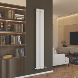 Azur 1800mm x 290mm 2705BTU White Vertical 2 Column Radiator - Screwfix