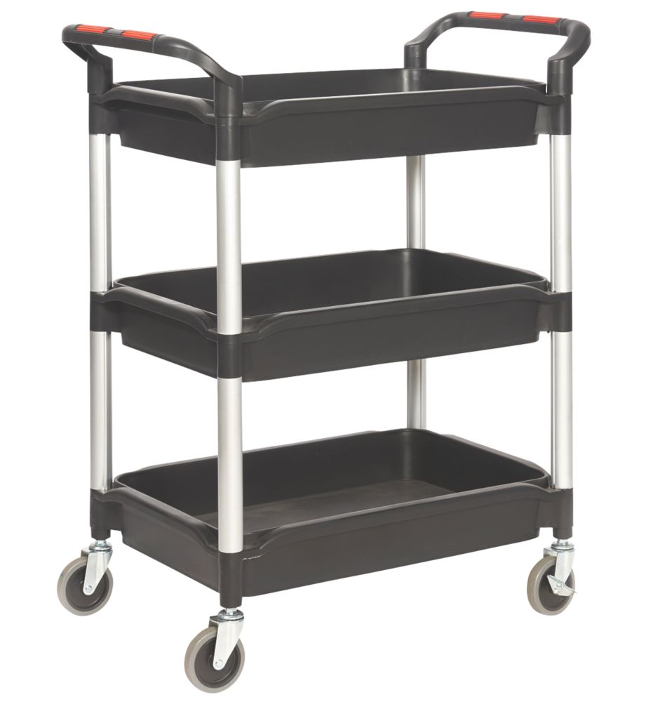 Proplaz Plus Black 3-Shelf Tub Trolley 1050mm - Screwfix