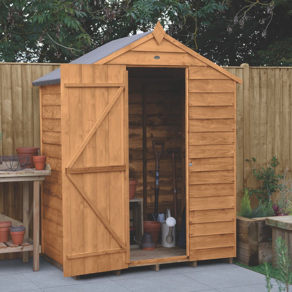 Forest 5' x 3' 6" (Nominal) Apex Overlap Timber Shed with Assembly ...