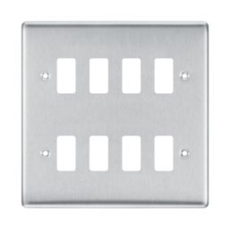British General Nexus Metal Grid 8-Module Grid Faceplate Brushed Steel ...