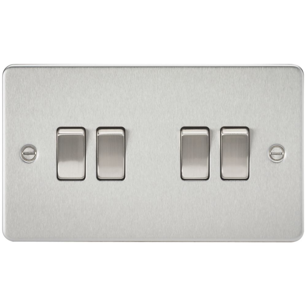 Knightsbridge 10AX 4-Gang 2-Way Light Switch Brushed Chrome - Screwfix
