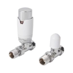 Flomasta 1/2" x 15mm White/Chrome Straight & L/S Modern Thermostatic ...