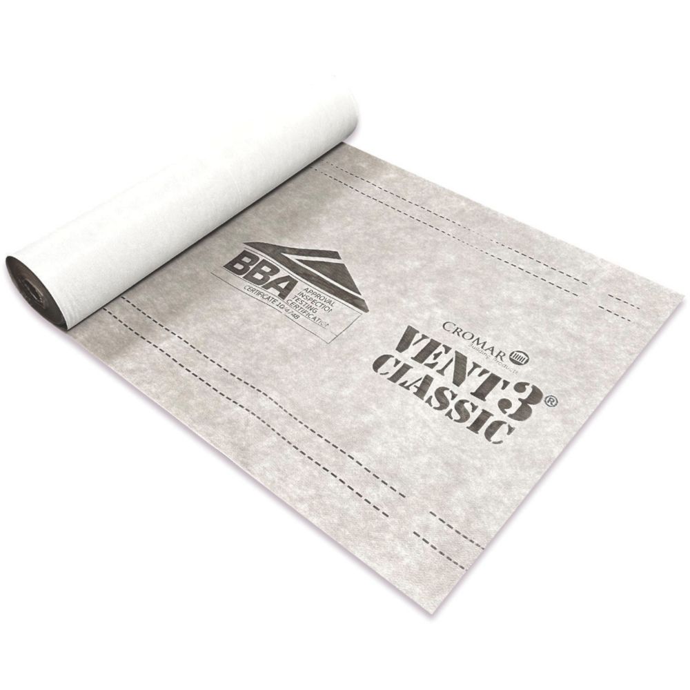 Cromar Vent3 Classic Waterproof Roofing Membrane Grey 50m x 1m - Screwfix