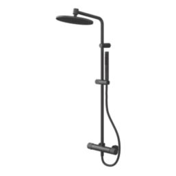 Swirl Gallen Rear-Fed Exposed Matt Black Thermostatic Multi-Head Shower ...