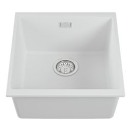 Carysil EN400-WH 1 Bowl Granite Composite Kitchen Sink White 430mm x ...