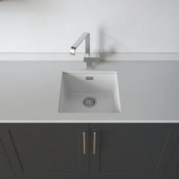 Carysil EN400-WH 1 Bowl Granite Composite Kitchen Sink White 430mm x ...