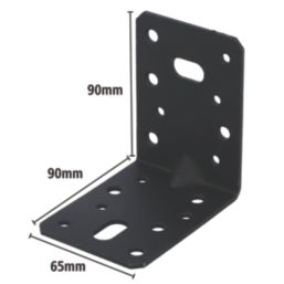 Magnodur Reinforced Angle Brackets Black 90mm x 90mm x 65mm 10 Pack ...