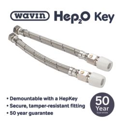 Hep2O Push-Fit Flexible Tap Connectors 15mm x 1/2" x 300mm 2 Pack ...